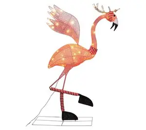 HAUTE DECOR 42' Pre-lit Reindeer Flamingo - One-color