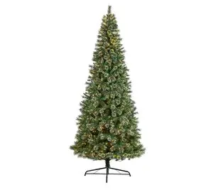 NEARLY NATURAL 10' Wisconsin Slim Snow Tip Pine Christmas Tree - One-color