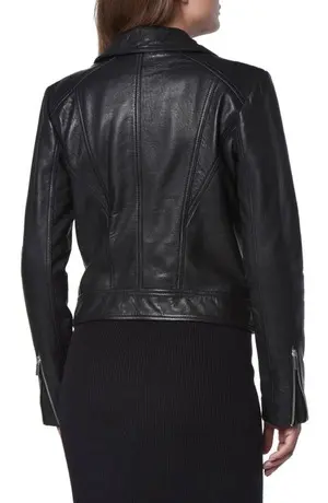 Andrew Marc Carnegie Lambskin Moto Jacket