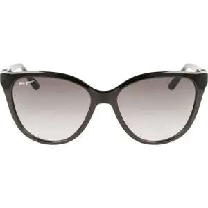 FERRAGAMO 57mm Gradient Cat Eye Sunglasses - Black