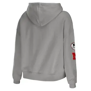 WEAR BY ERIN ANDREWS Nebraska Huskers Mixed Media Cropped Pullover Hoodie