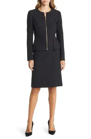 TAHARI ASL Two-piece Jacket & Skirt Set - Black
