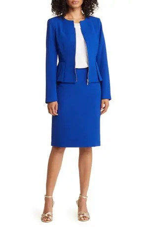 TAHARI ASL Two-piece Jacket & Skirt Set Cobalt