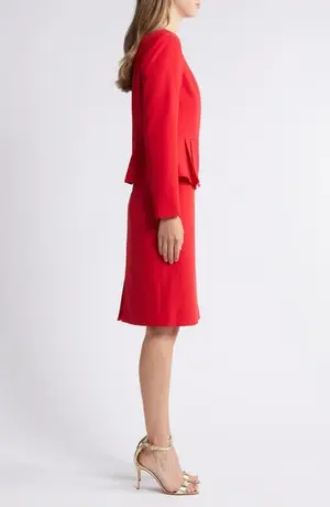 TAHARI ASL Two-piece Jacket & Skirt Set - Red