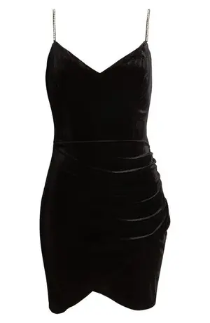 JUMP APPAREL Embellished Strap Velvet Minidress