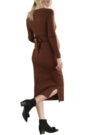 ANGEL MATERNITY Knit Midi Maternity/nursing Dress