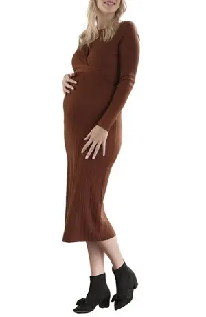 ANGEL MATERNITY Knit Midi Maternity/nursing Dress