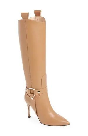 BEAUTIISOLES Phoebe Knee High Boot Beige Soft Leather