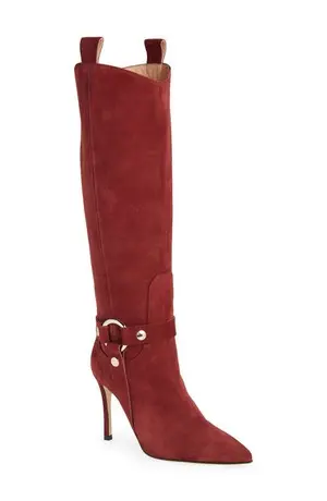 BEAUTIISOLES Phoebe Knee High Boot Wine Suede