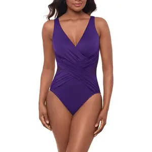 MIRACLESUIT® Miraclesuit® Illusionist Crossover One-Piece Swimsuit Mulberry