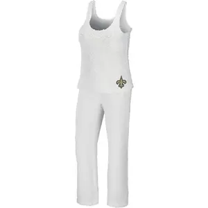 WEAR BY ERIN ANDREWS New Orleans Saints Cozy Scoop Neck Tank Top & Pants Sleep Set - Cream
