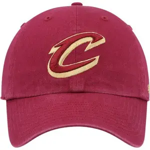 '47 Wine Cleveland Cavaliers Team Logo Clean Up Adjustable Hat