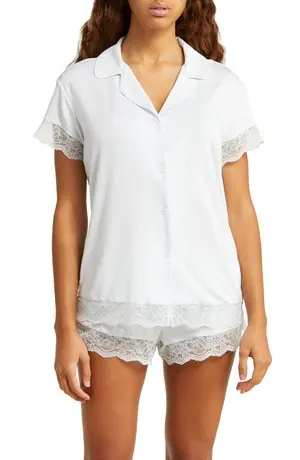 Eberjey 'malou' Lace Trim Pajamas Water Blue