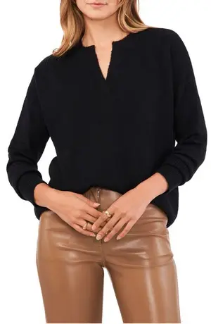 Vince Camuto Drop Shoulder V-neck Sweater - Rich Black