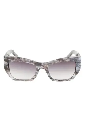 FERRAGAMO 54mm Modified Rectangular Sunglasses - Marble Grey