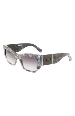 FERRAGAMO 54mm Modified Rectangular Sunglasses - Marble Grey