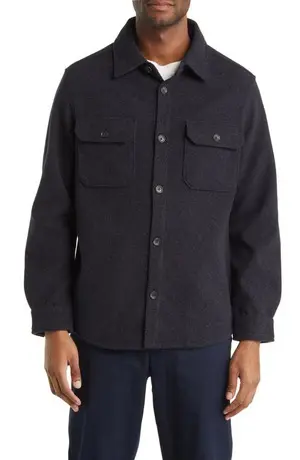 7 Diamonds Generation Brushed Flannel Button-up Shirt Jacket - Navy