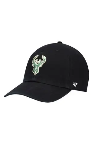 '47 Milwaukee Bucks Logo Clean Up Adjustable Hat - Black