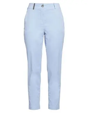 Peserico Tapered Twill Pants With Leather Trim - Blue