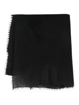 Warm Me Frayed-edge Knit Scarf - Black