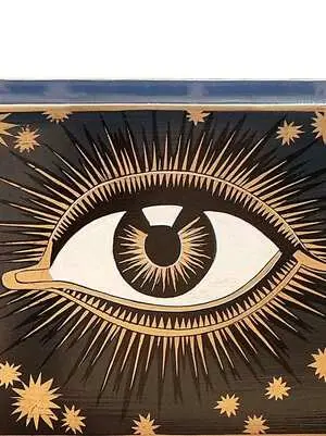 LES-OTTOMANS Eye-print Iron Tray - Blue