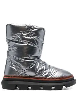 Tory Burch Metallic Quilted Ankle Boots - Silver
