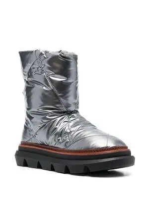 Tory Burch Metallic Quilted Ankle Boots - Silver