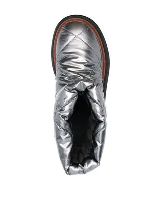 Tory Burch Metallic Quilted Ankle Boots - Silver