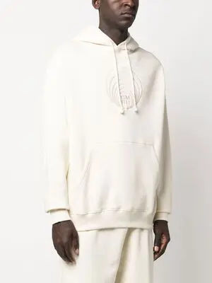 GMBH Logo-embroidered Organic Cotton Hoodie - Neutrals