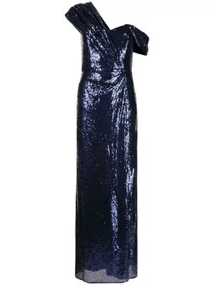 Badgley Mischka High-shine Cold-shoulder Midi Dress