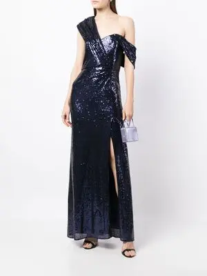Badgley Mischka High-shine Cold-shoulder Midi Dress