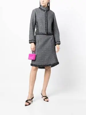 Shiatzy Chen Tweed Jacket With Tasselled Trim - Black