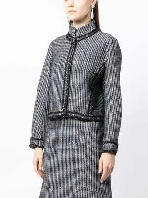 Shiatzy Chen Tweed Jacket With Tasselled Trim - Black