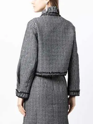 Shiatzy Chen Tweed Jacket With Tasselled Trim - Black