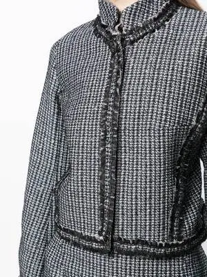 Shiatzy Chen Tweed Jacket With Tasselled Trim - Black