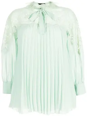 Shiatzy Chen Pleated Lace-collared Blouse
