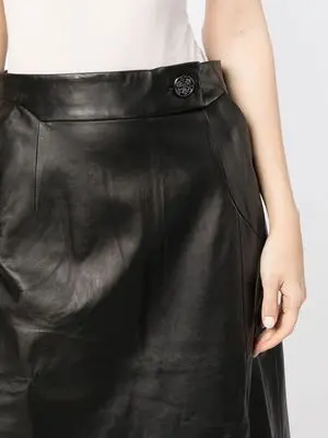 Shiatzy Chen Leather Midi Skirt