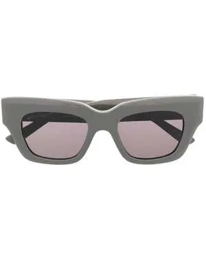 Balenciaga Logo-plaque Square-frame Sunglasses - Grey