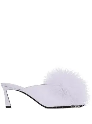 Saint Laurent Faux Fur-detail Sandals - Grey