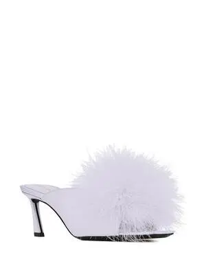 Saint Laurent Faux Fur-detail Sandals - Grey