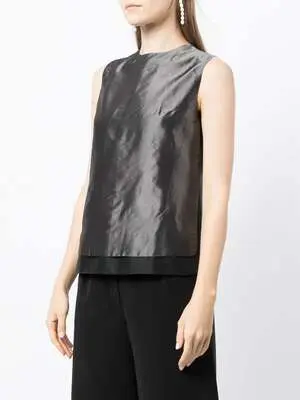 Shiatzy Chen Sleeveless Blouse With Contrasting Border