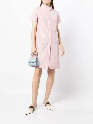 Shiatzy Chen Silk Embroidered Ruffle-trim Coat - Pink