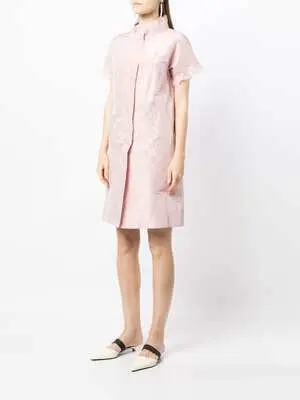 Shiatzy Chen Silk Embroidered Ruffle-trim Coat - Pink