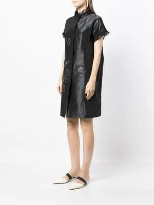 Shiatzy Chen Silk Embroidered Coat - Black