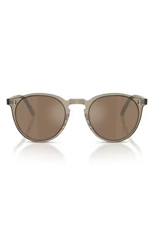 Oliver Spencer O'malley 48mm Round Sunglasses - Sencha/cognac Mirror