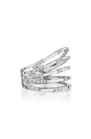 Hueb Luminus Stacked Diamond Ring - White Gold
