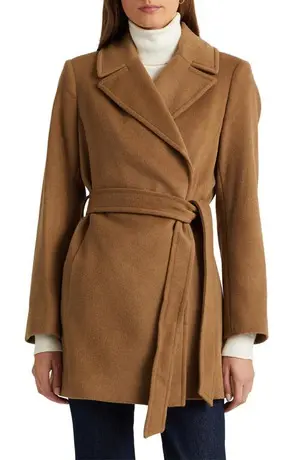 Ralph Lauren Belted Wool-Blend Coat New Vicuna