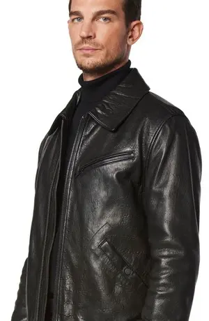 Andrew Marc Leather Trucker Jacket