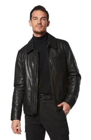 Andrew Marc Leather Trucker Jacket