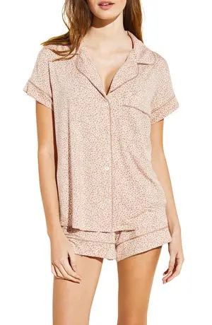 Eberjey Gisele Printed Short Pajamas Beige/ Mocha